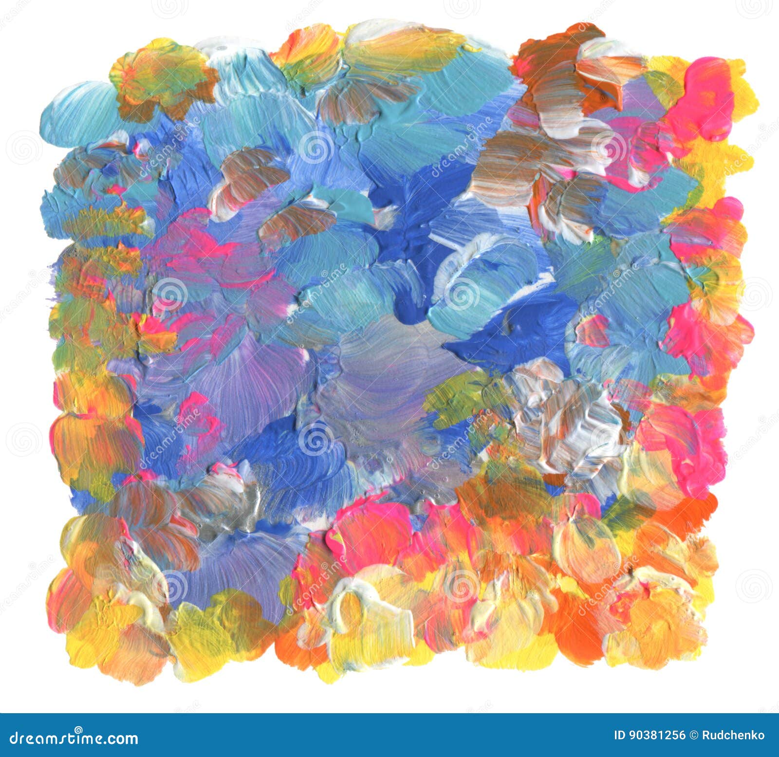 Abstract Color Acrylic Brush Strokes Paint. Isolated Frame. Stock Photo ...