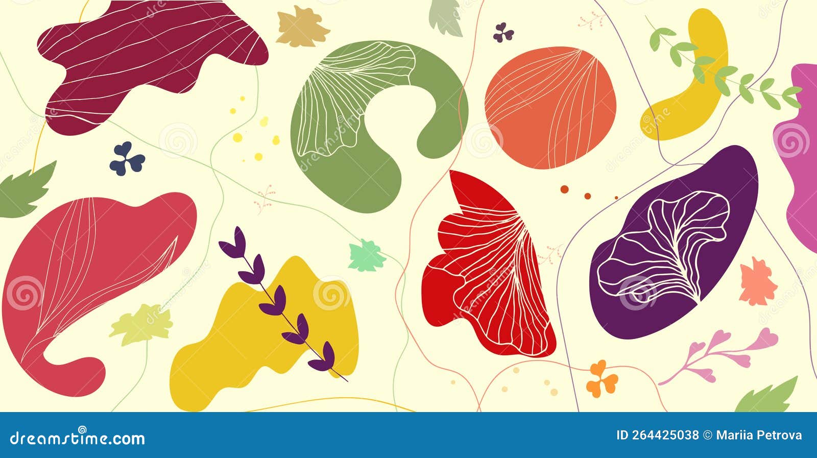 Abstract Color Background with Different Shapes and Lines. Simple ...