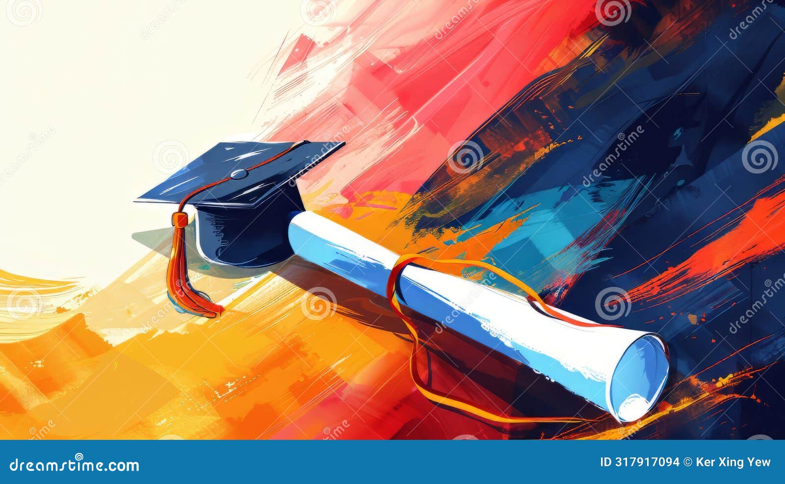 Abstract Color Background with a Graduated Cap and Diploma Illustration ...