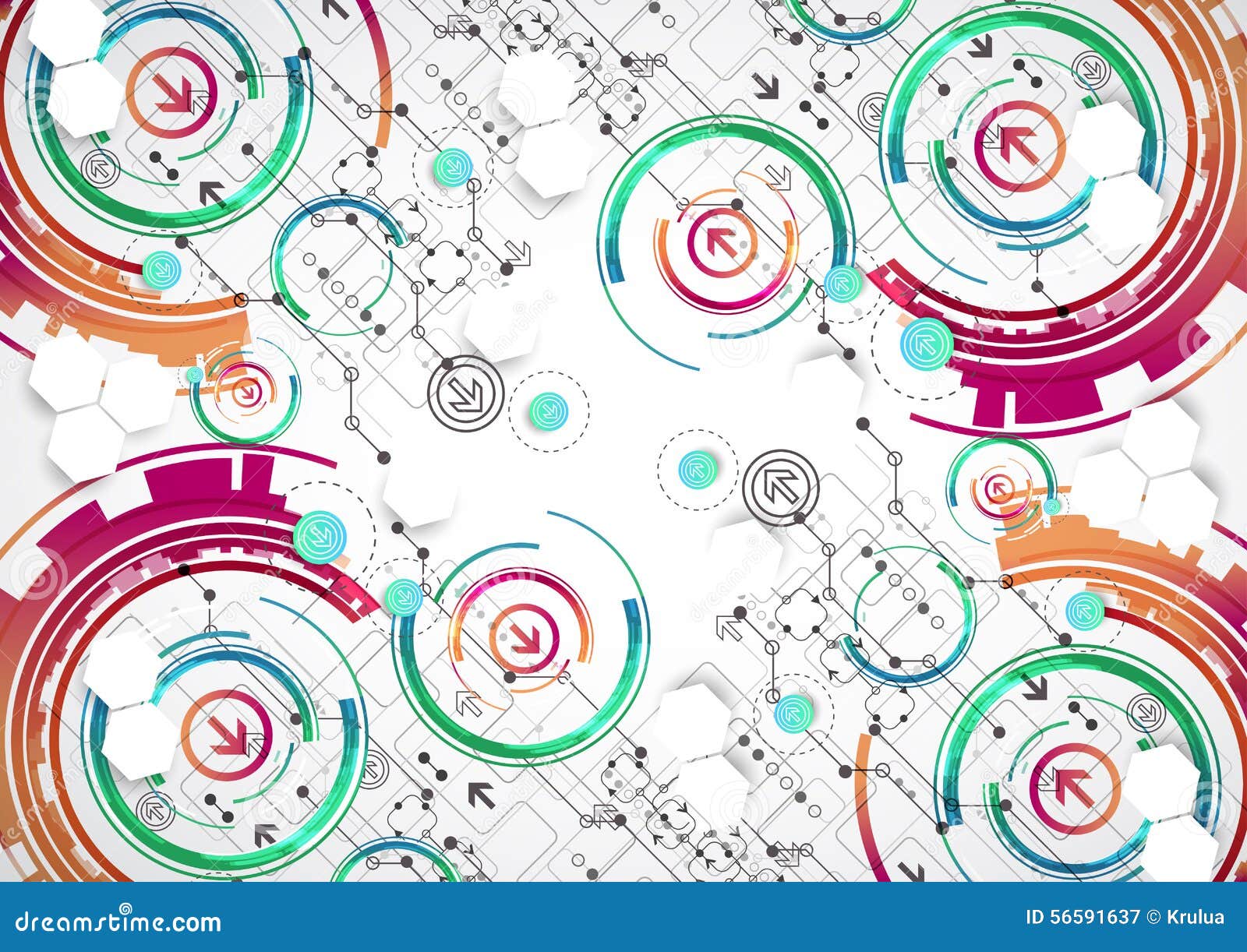 Abstract Color Background with Various Technological Elements. Stock ...