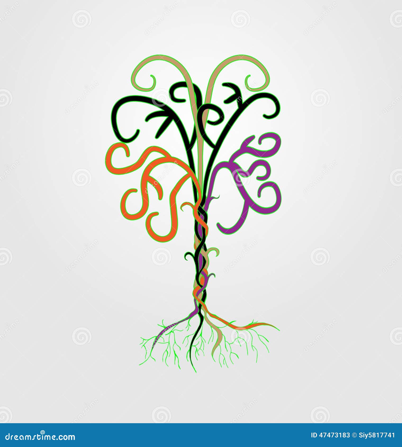 Abstract_color_branched_tree_of_vines Stock Vector - Illustration of ...