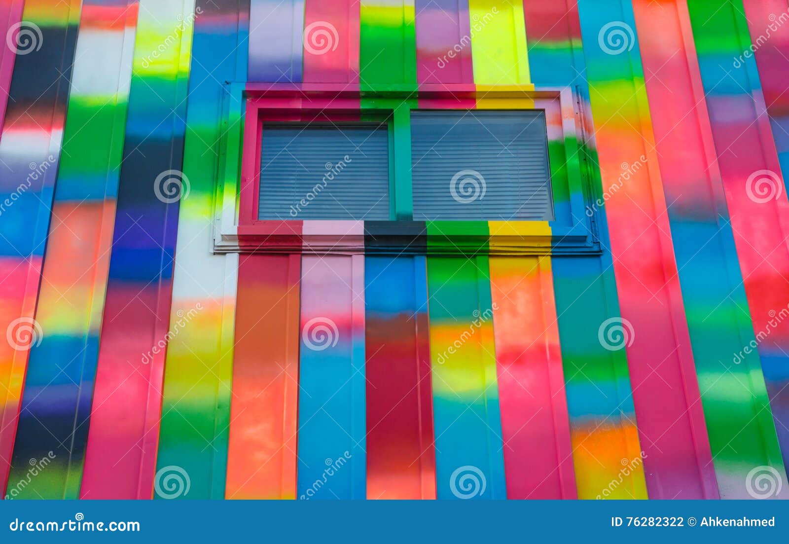 Abstract Color, Bright, Rectangular, Rainbow Colored Window and Wall ...