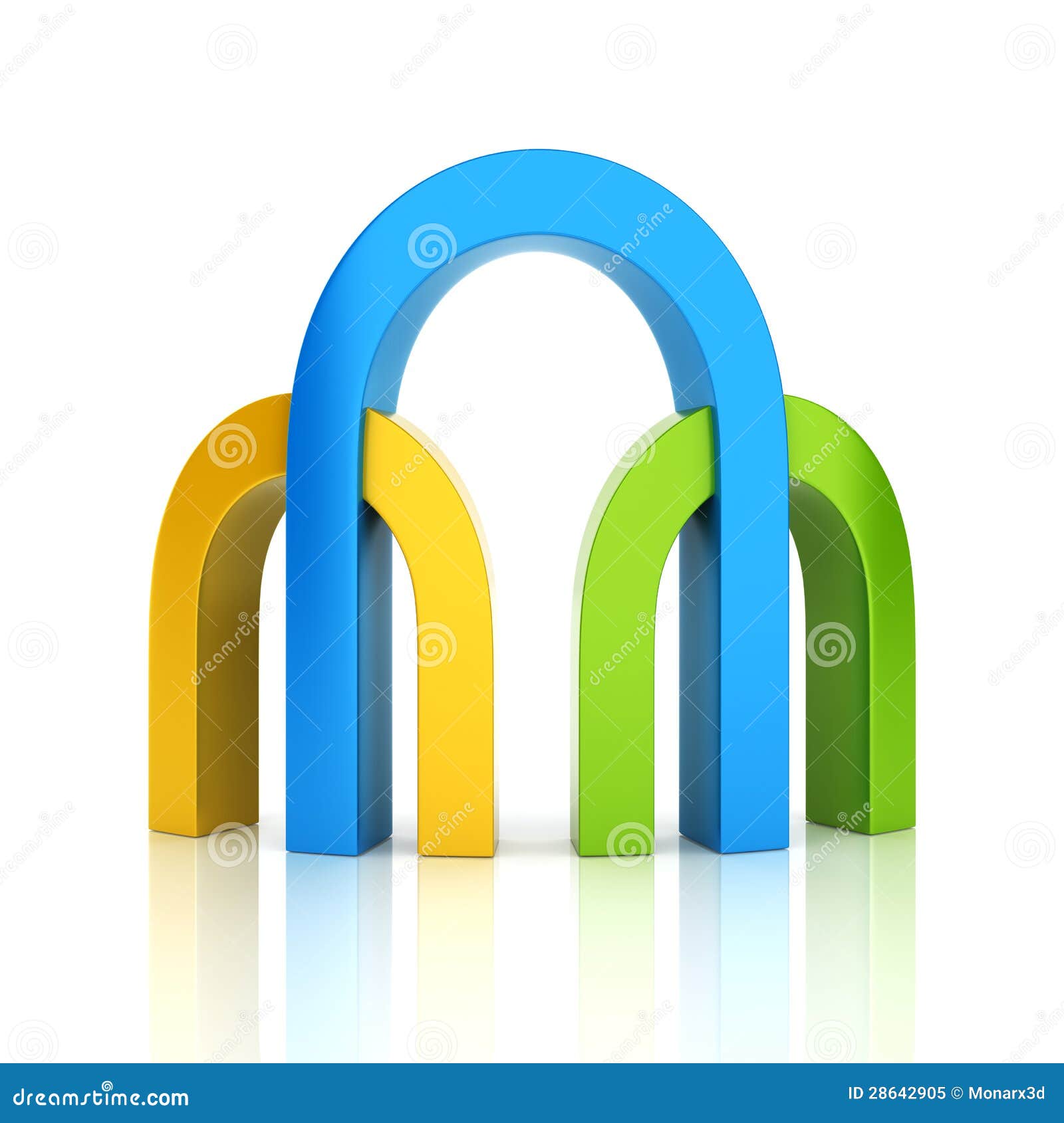 Abstract Color Business Symbol with 3 Archs Stock Illustration ...