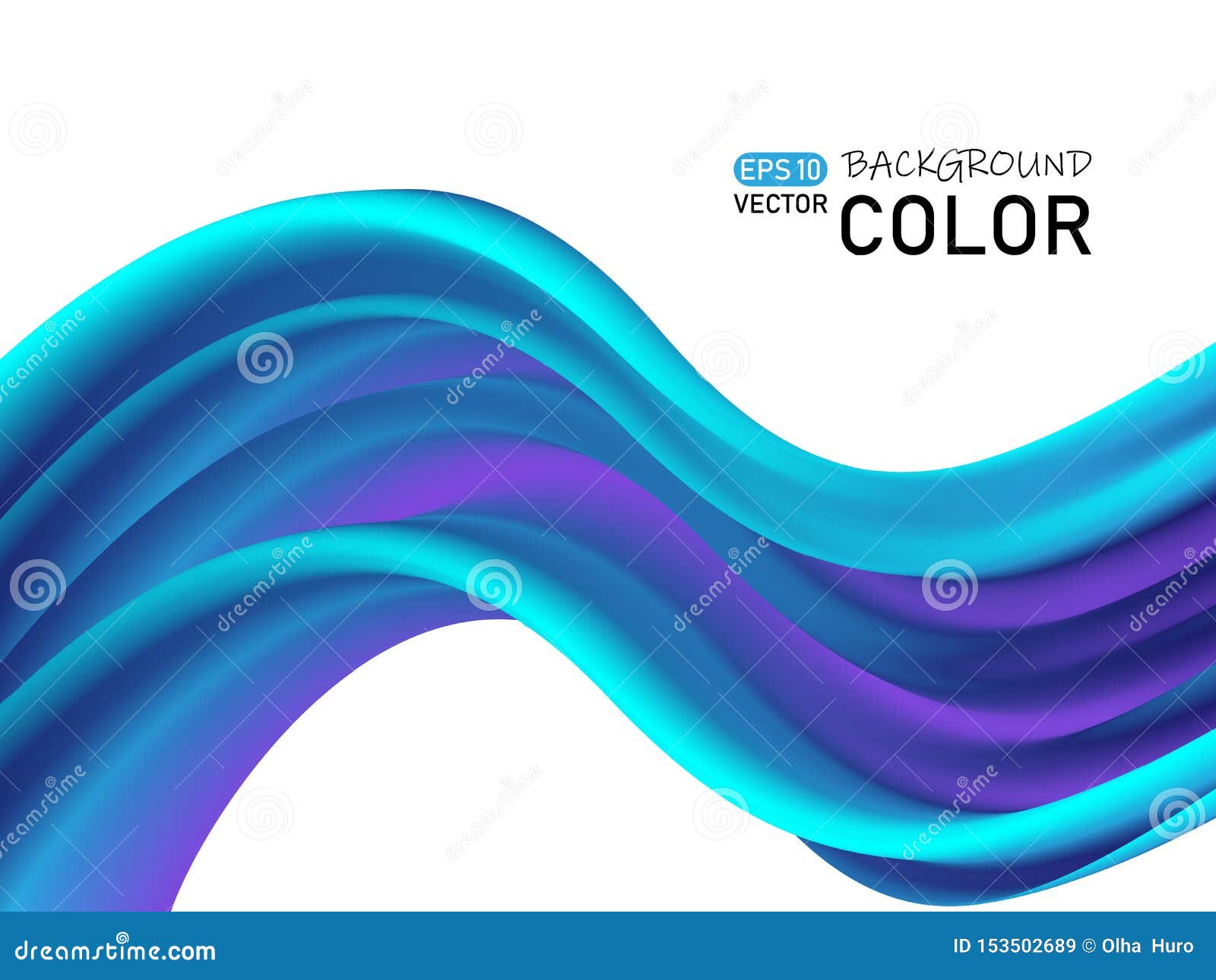 Abstract Color Flow Shape Poster Design. Blue 3D Wave Stock Vector ...