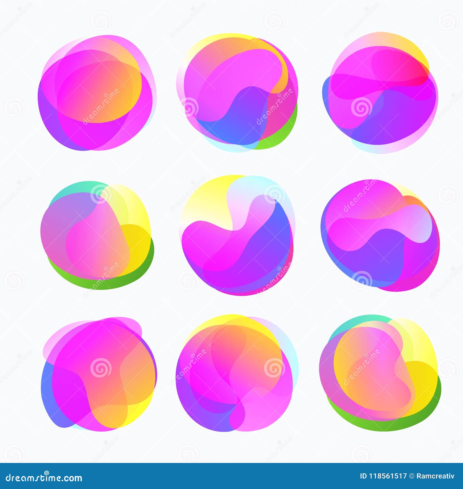 Abstract Color Forms. Gradient Fluid Circles in Gentle Tones Stock ...