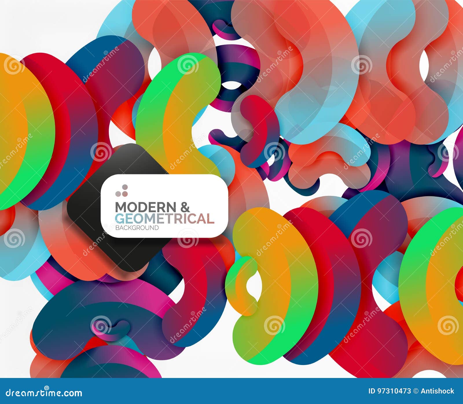 Abstract Color Geometric Round Shapes on White Stock Vector ...