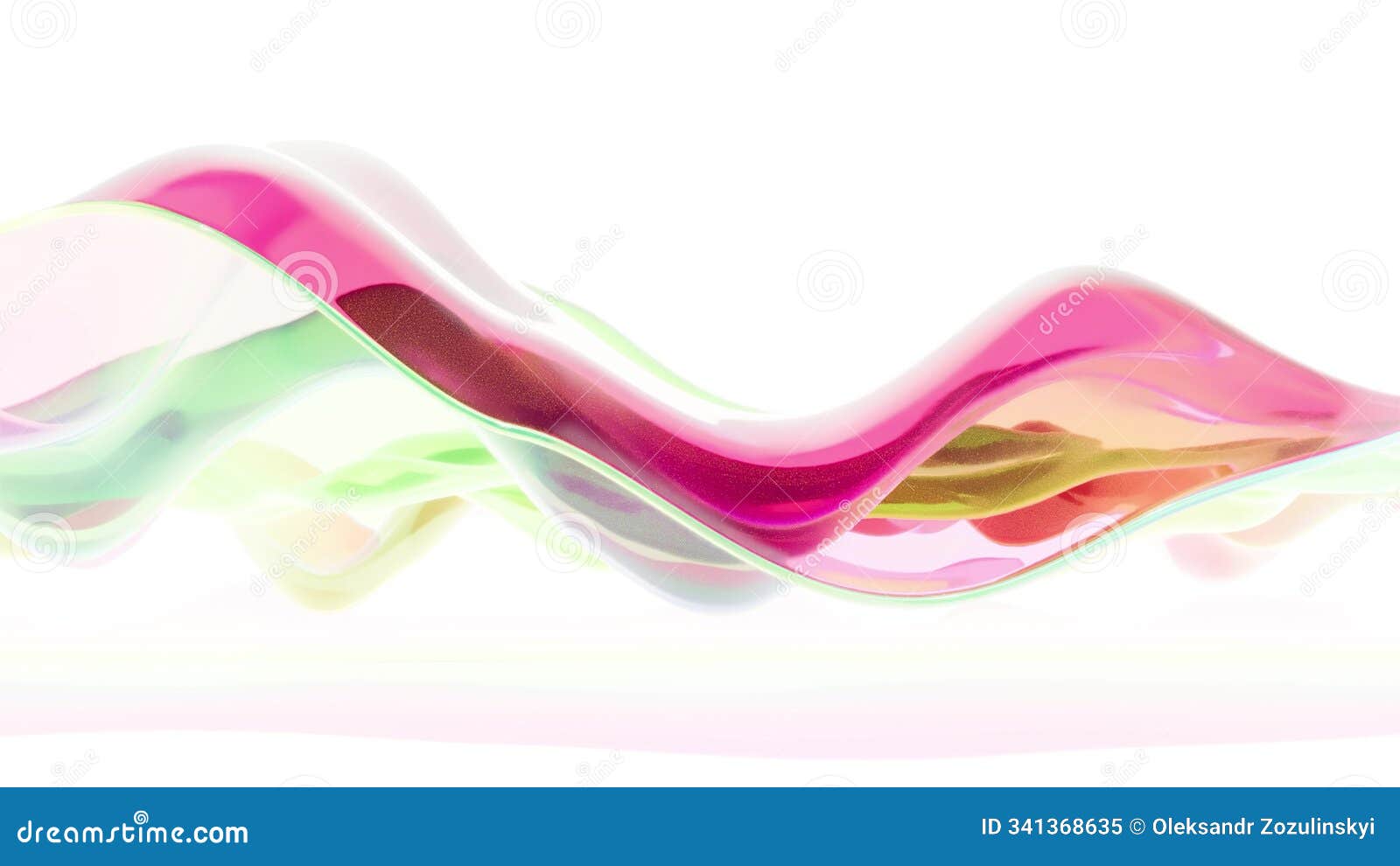 Abstract Color Glass Wave on White Bg 3d Stock Illustration ...