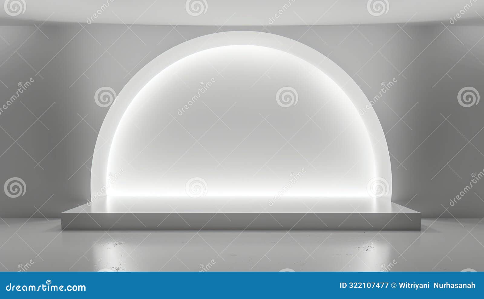 White Minimalist Stage with Archway and Light Stock Illustration ...