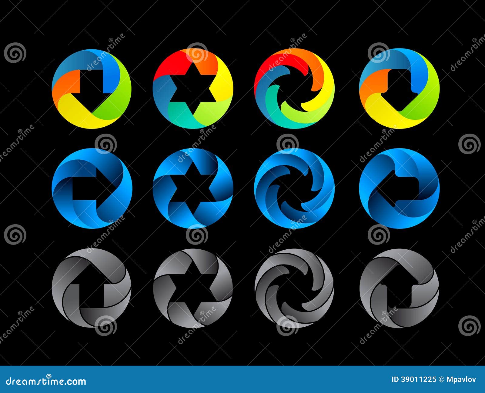 Abstract color icon set stock vector. Illustration of element - 39011225
