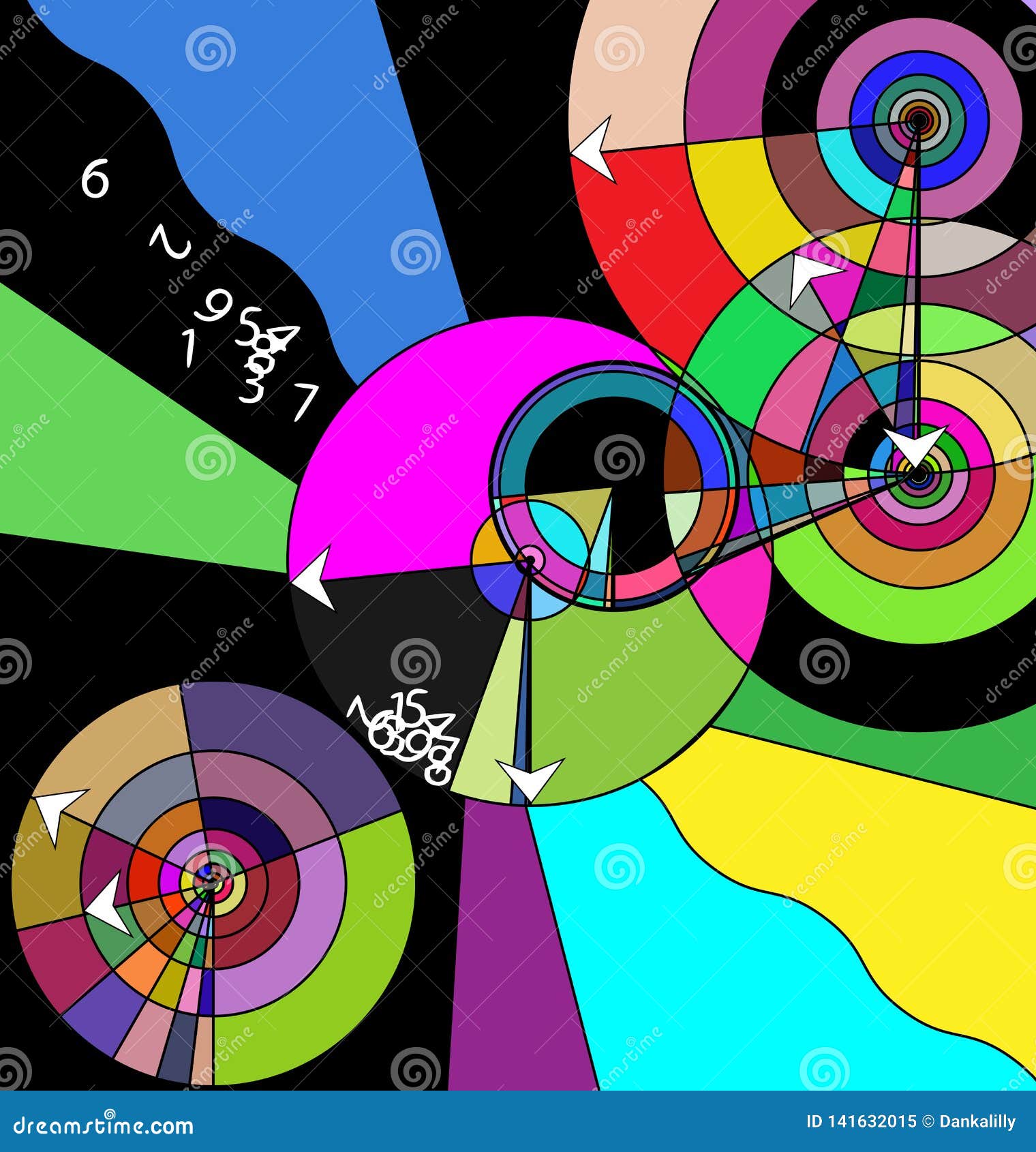 Abstract Color Image of Crazy Time Discks Ans Waves Stock Vector ...