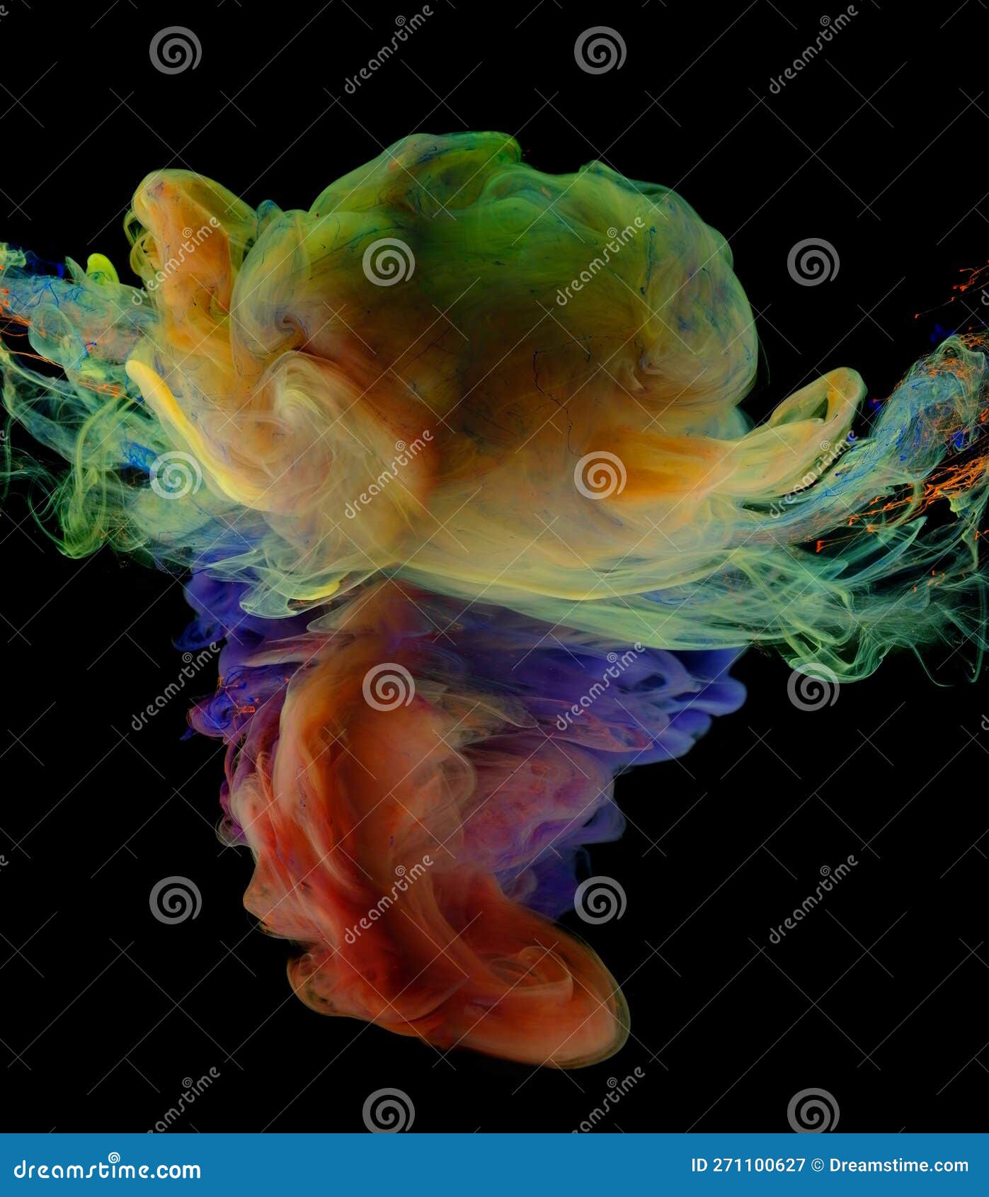 Abstract Color Mix, Drop of Ink Color Mix Paint Falling on Water ...