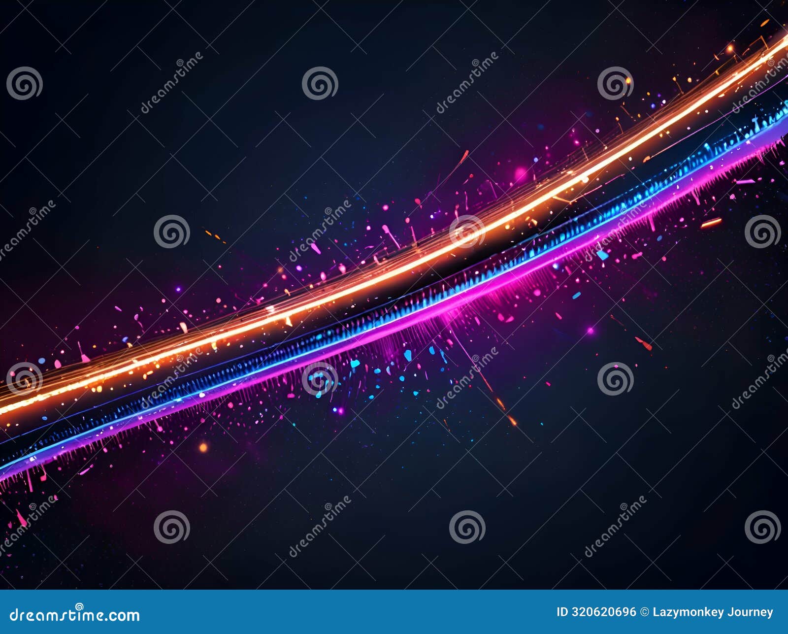 Abstract Color Neon Illuminated Digital Splash of Glowing Particles and ...