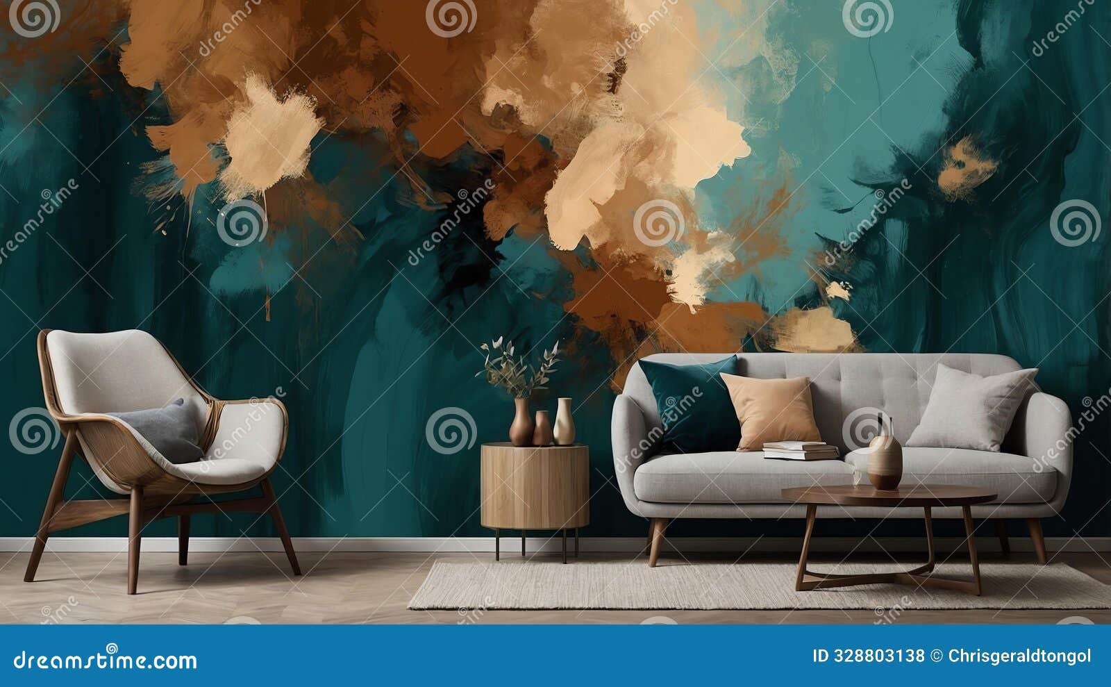 Abstract Color Palette Wallpaper with Deep Teal Burnt Ai Generated ...