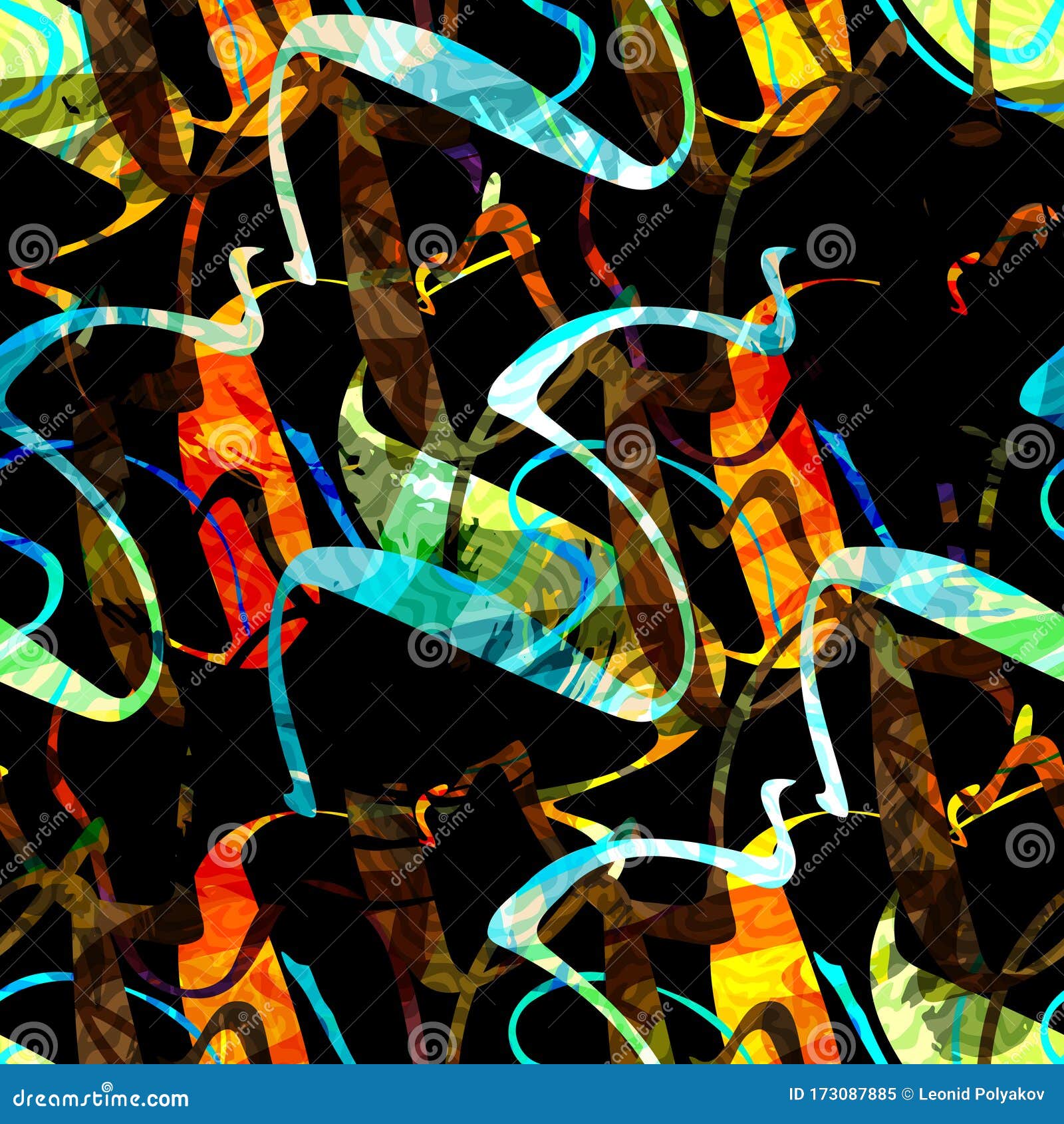 Abstract Color Pattern in Graffiti Style. Quality Illustration for Your ...