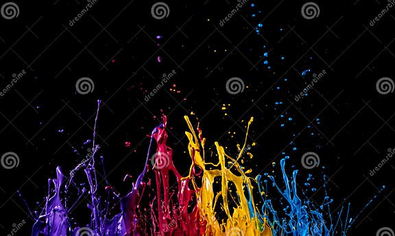Abstract Color Splash on Black Background Stock Image - Image of paint ...