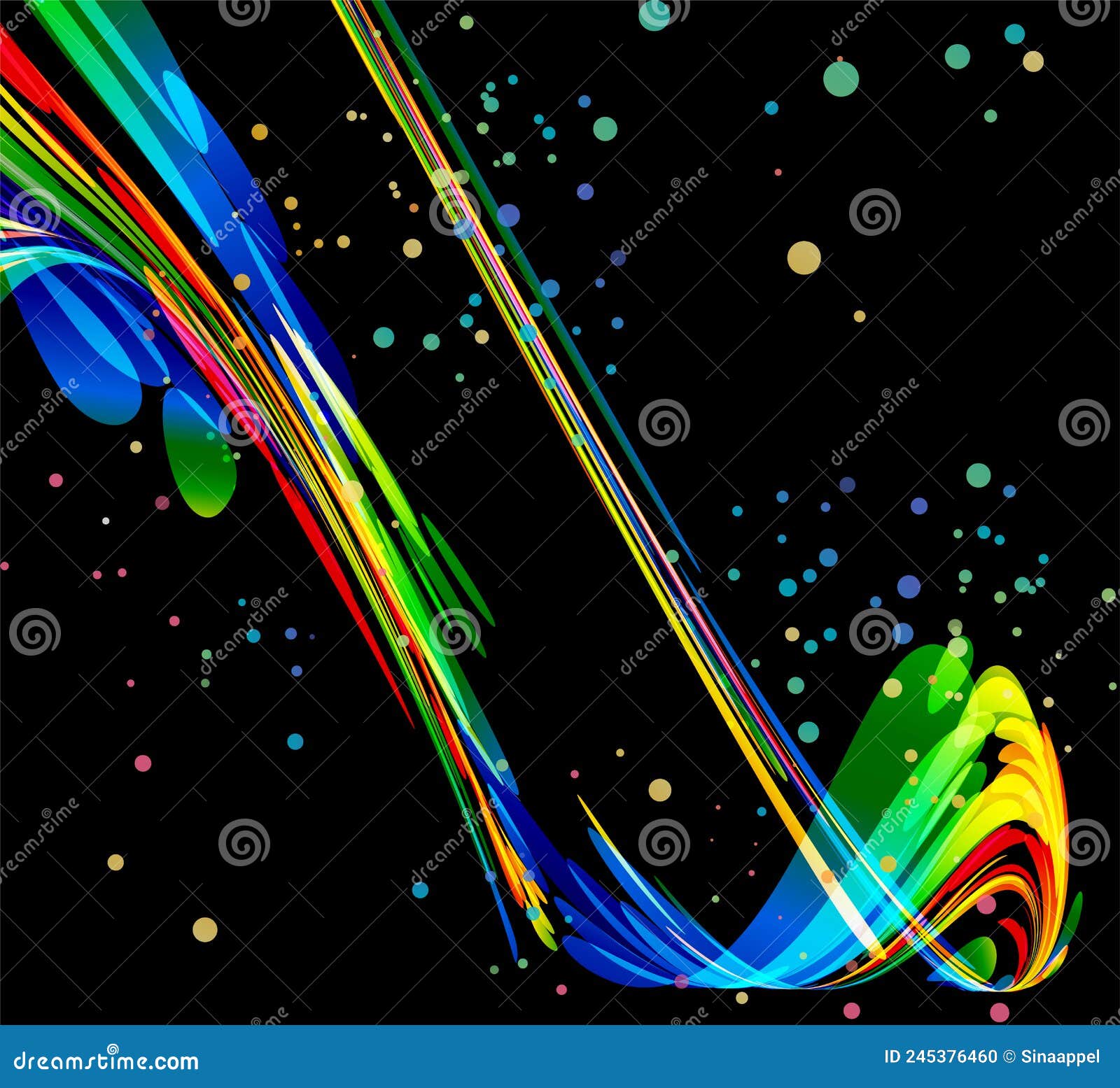 Abstract Color Splash Falling Down on Black Background Stock Vector ...