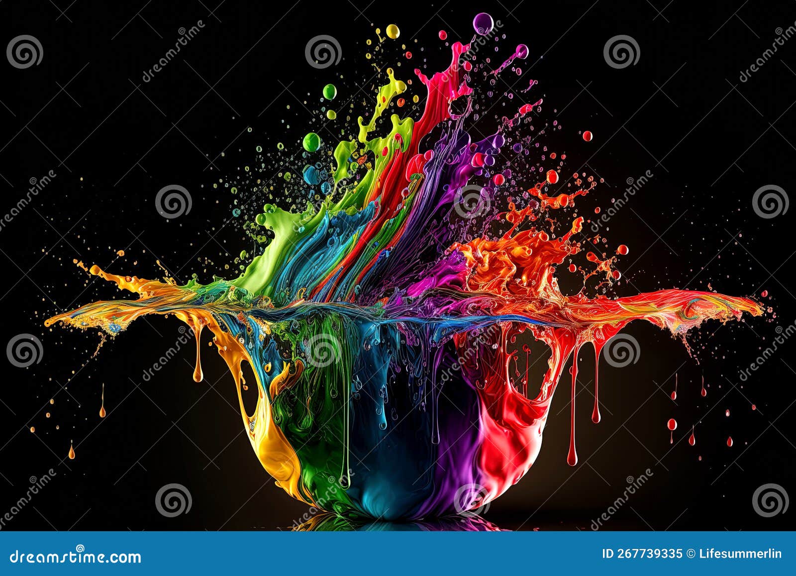 Abstract Color Splash Isolated on Black Background Stock Illustration ...