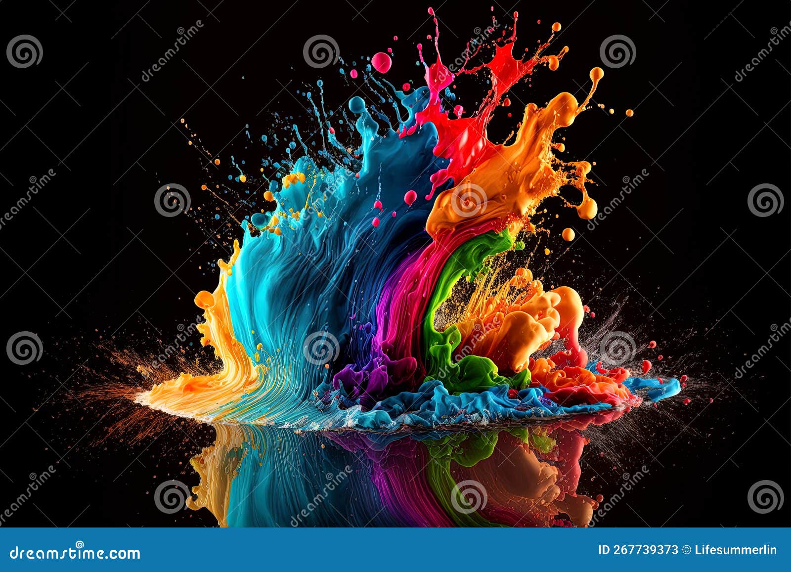 Abstract Color Splash Isolated on Black Background Stock Illustration ...