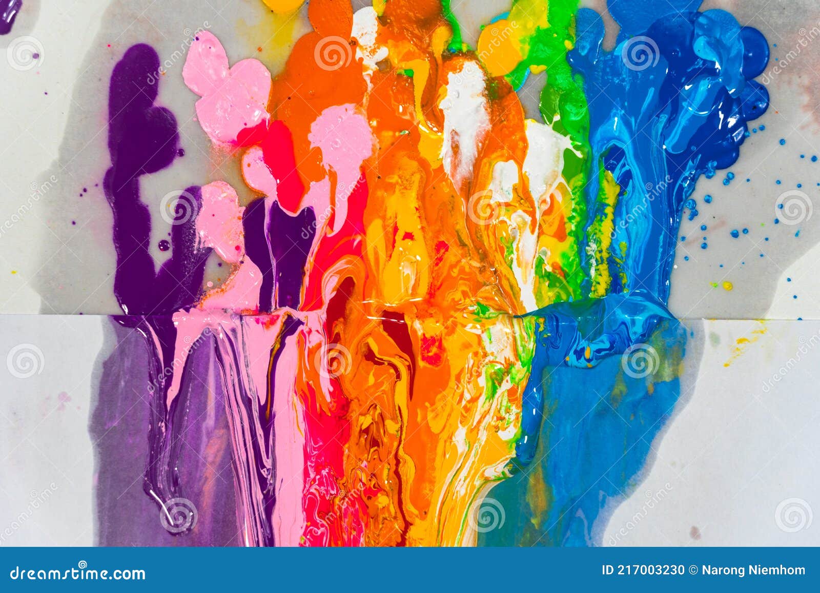 Colorful Paint Dripping Isolated on White Background. Stock Photo ...