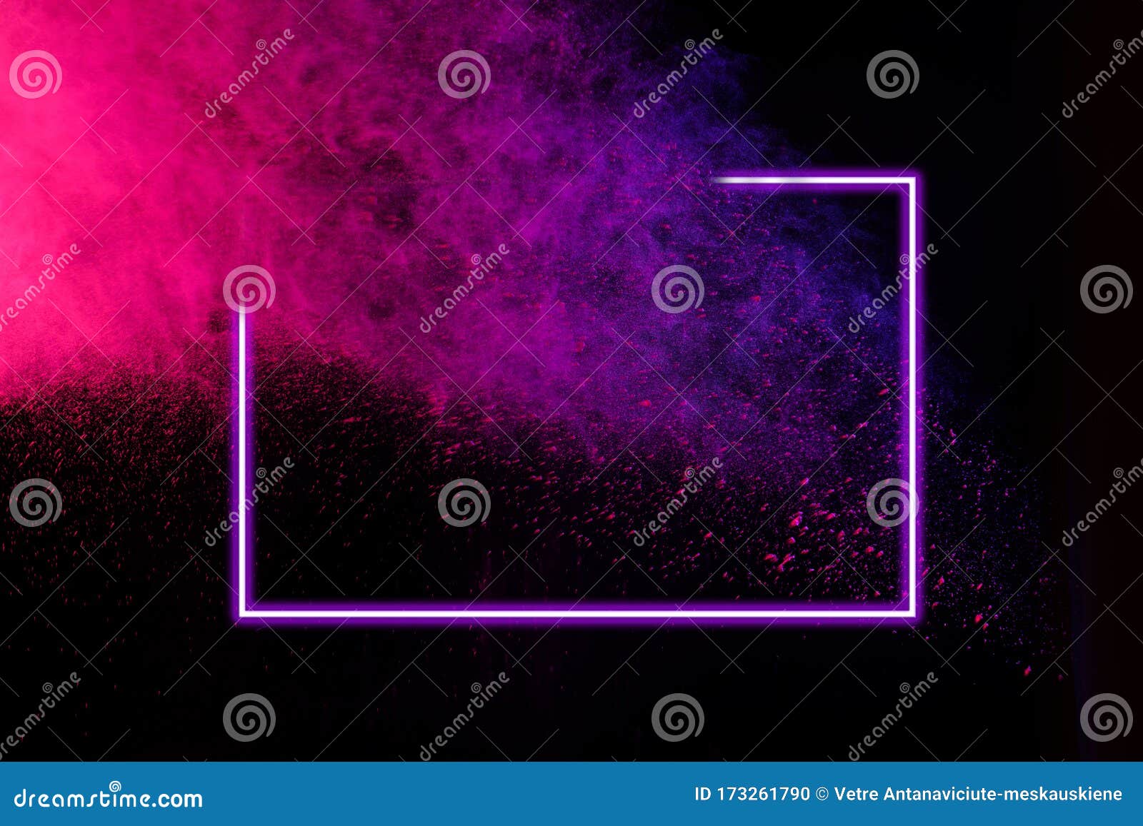 Abstract Color Splash with Neon Frame for Wallpaper Design. Colorful ...