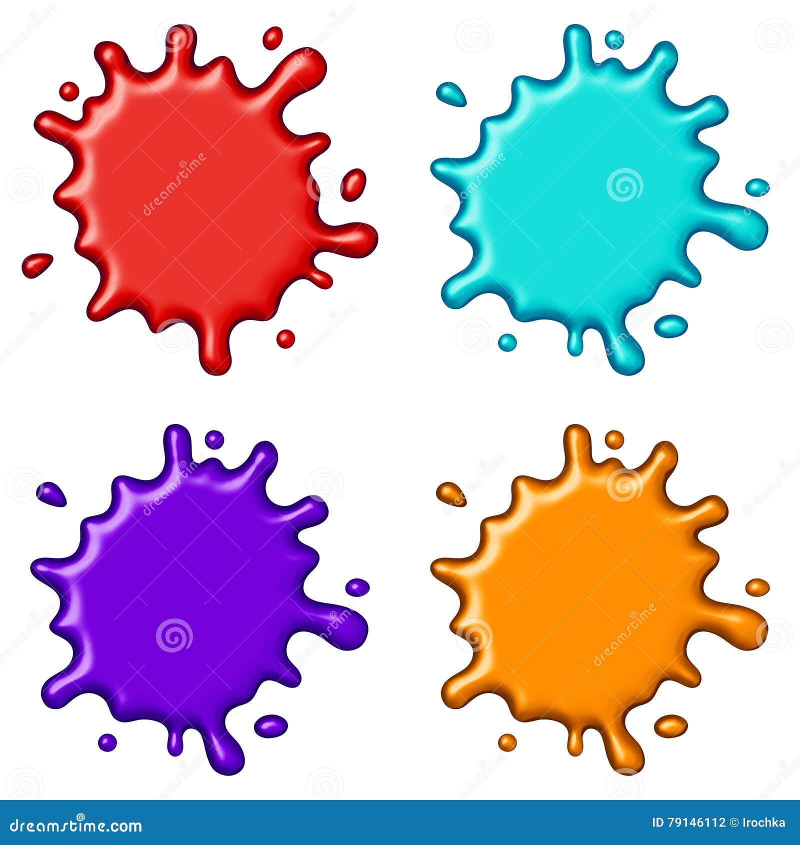 Abstract Color Splash Set Isolated on White Background Stock ...