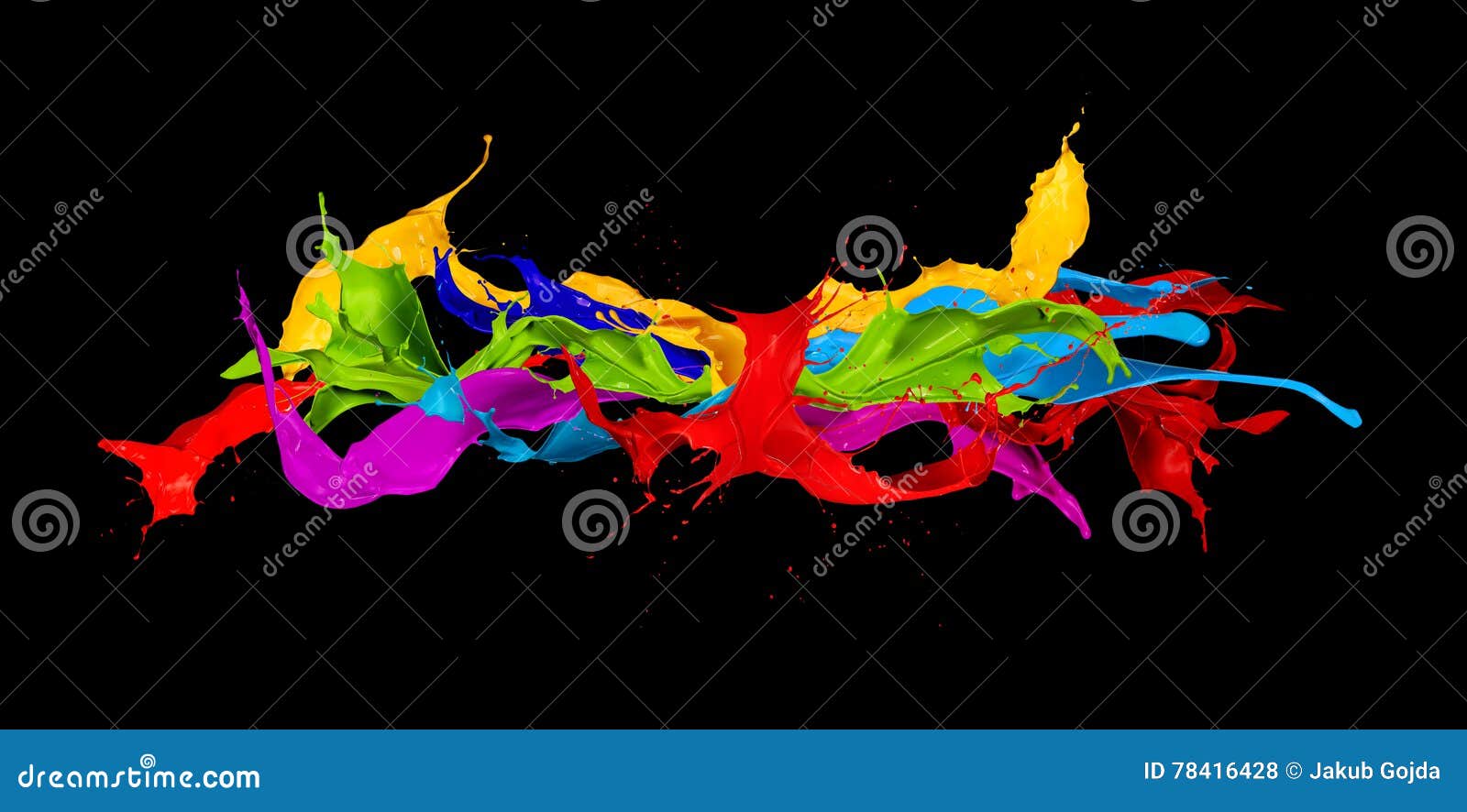 Abstract Color Splashes on Black Background Stock Photo - Image of ...