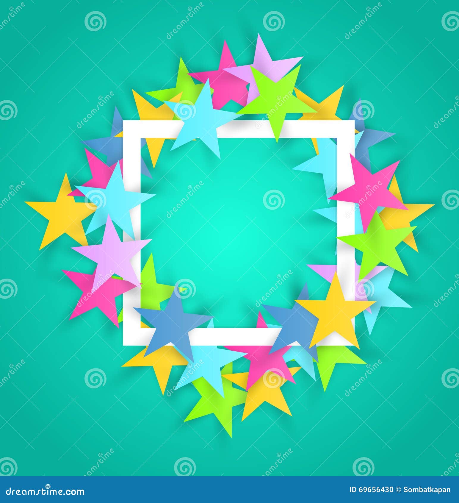 Abstract Color Stars Frame with White Rectangle. Stock Vector ...