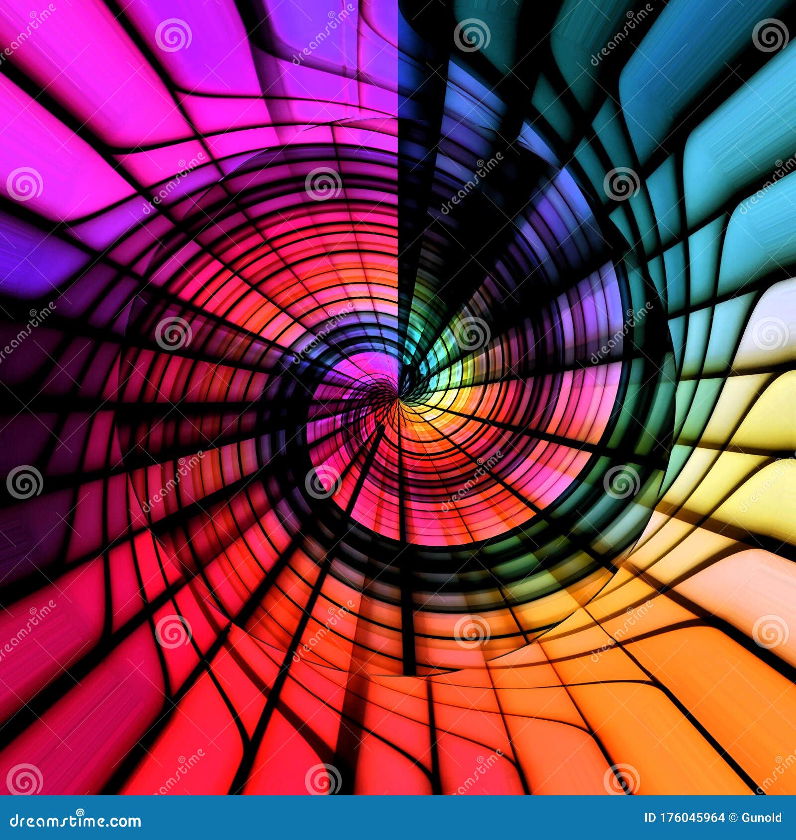 Abstract Swirl in Rainbow Colors and Black Stock Illustration ...