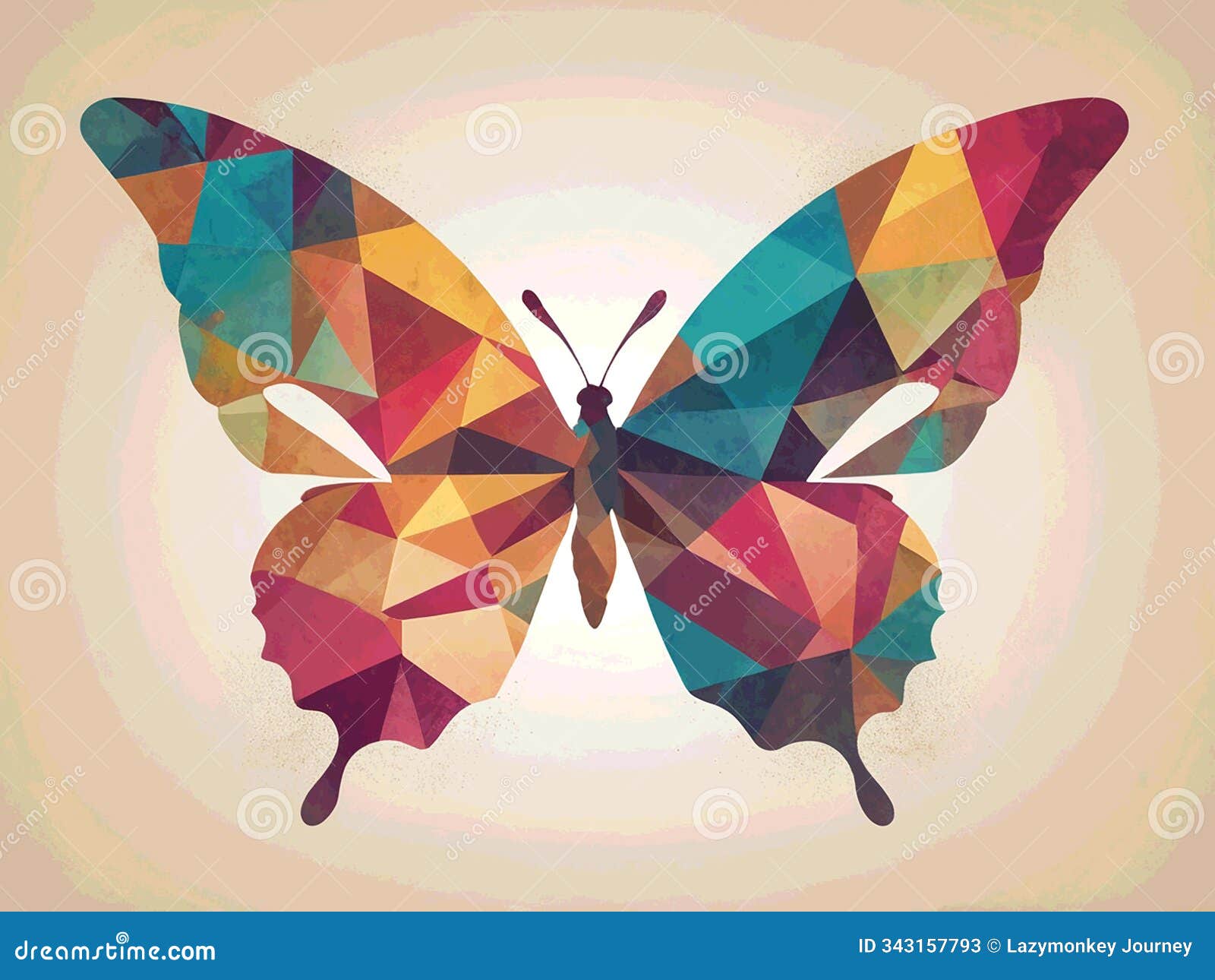 Abstract Color Vintage Design of Triangles Butterfly Silhouette Stock ...