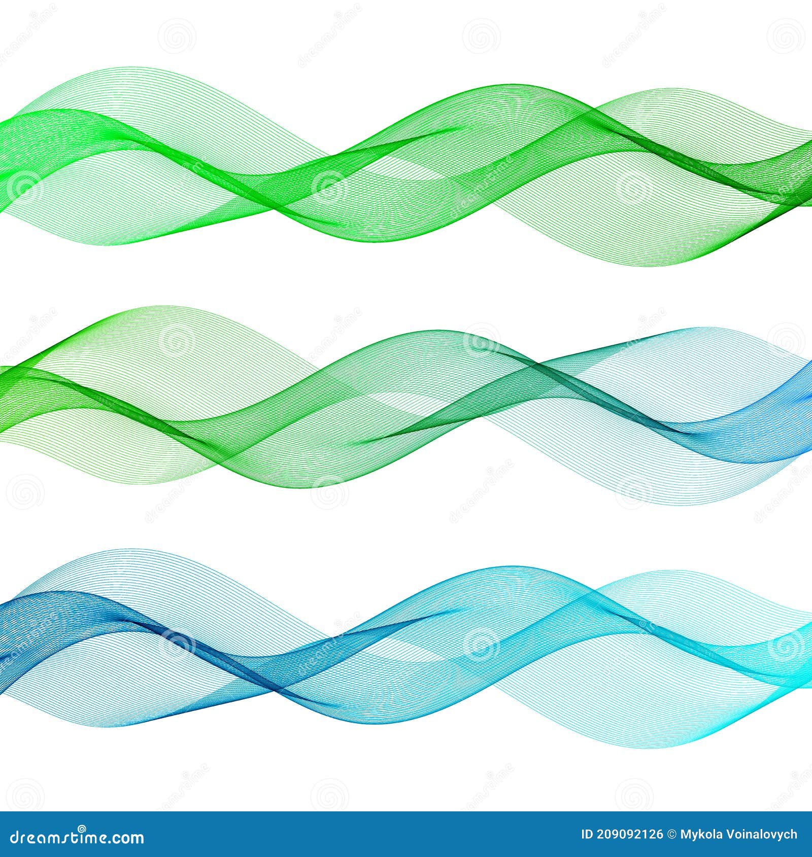 Abstract Color Wave Design Element. Blue and Green Color Wave Set Stock ...