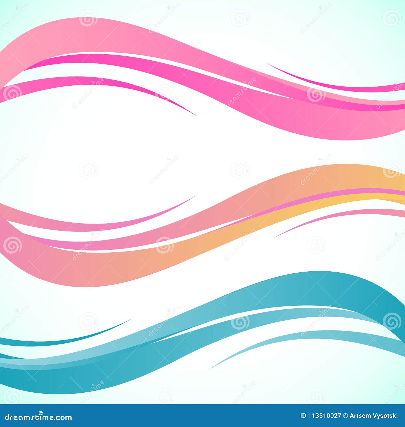 Abstract Color Wave Design Element. Smooth Dynamic Soft Style on Light ...