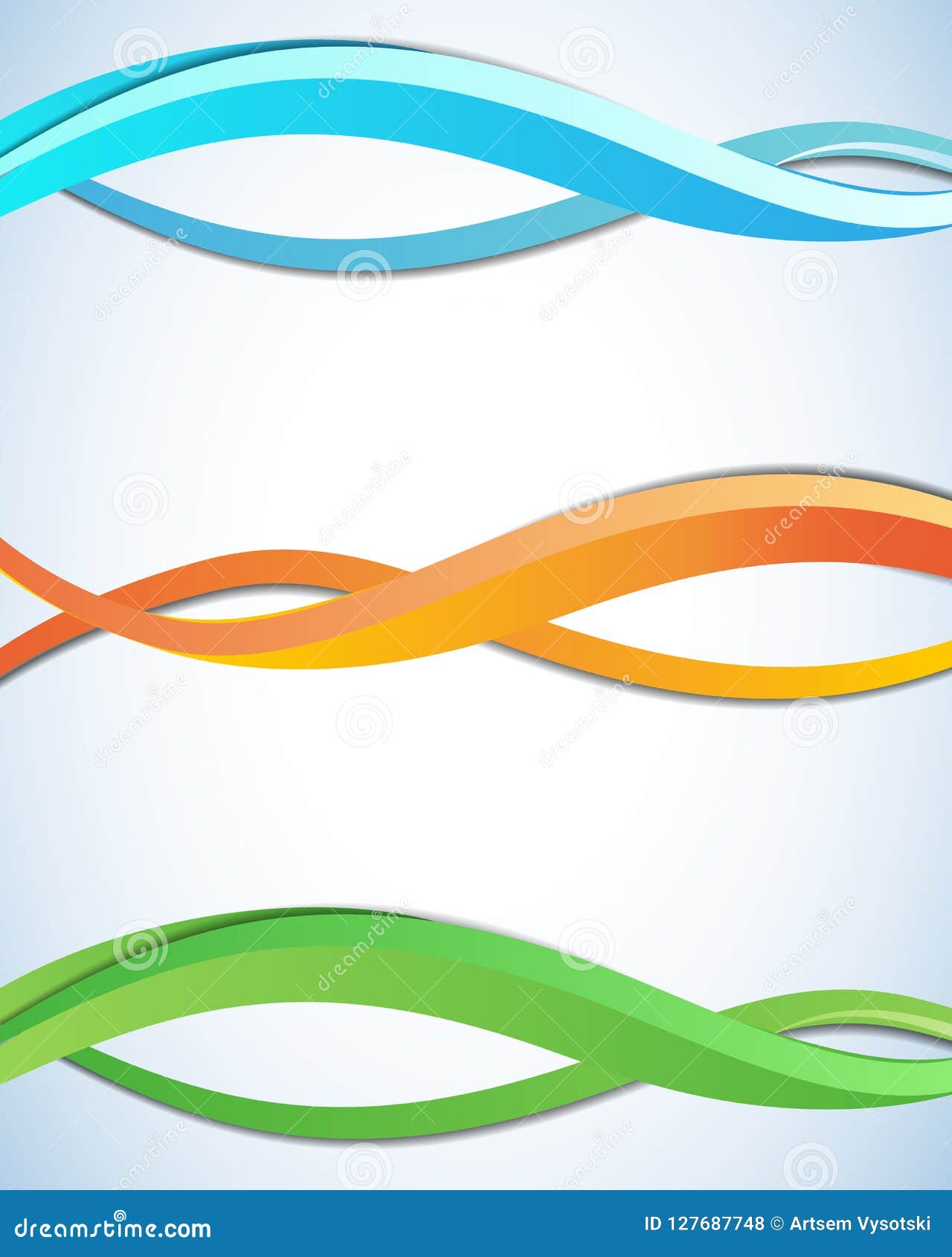 Abstract Color Wave Design Element. Smooth Dynamic Soft Style on Light ...