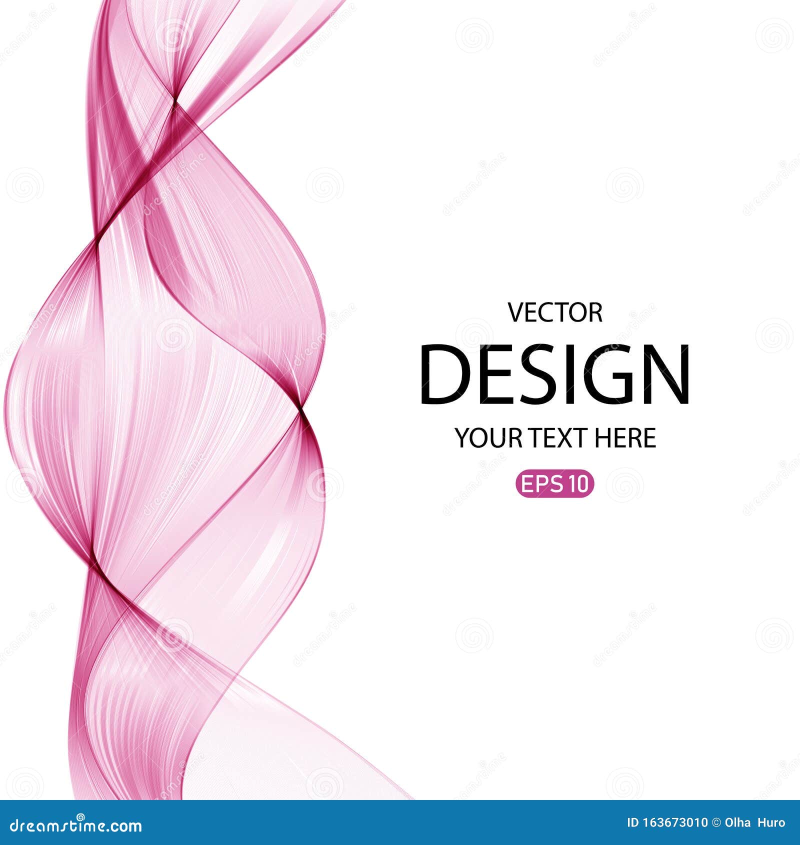 Abstract Color Wave Vector Background. Transparent Flying Light Pink ...