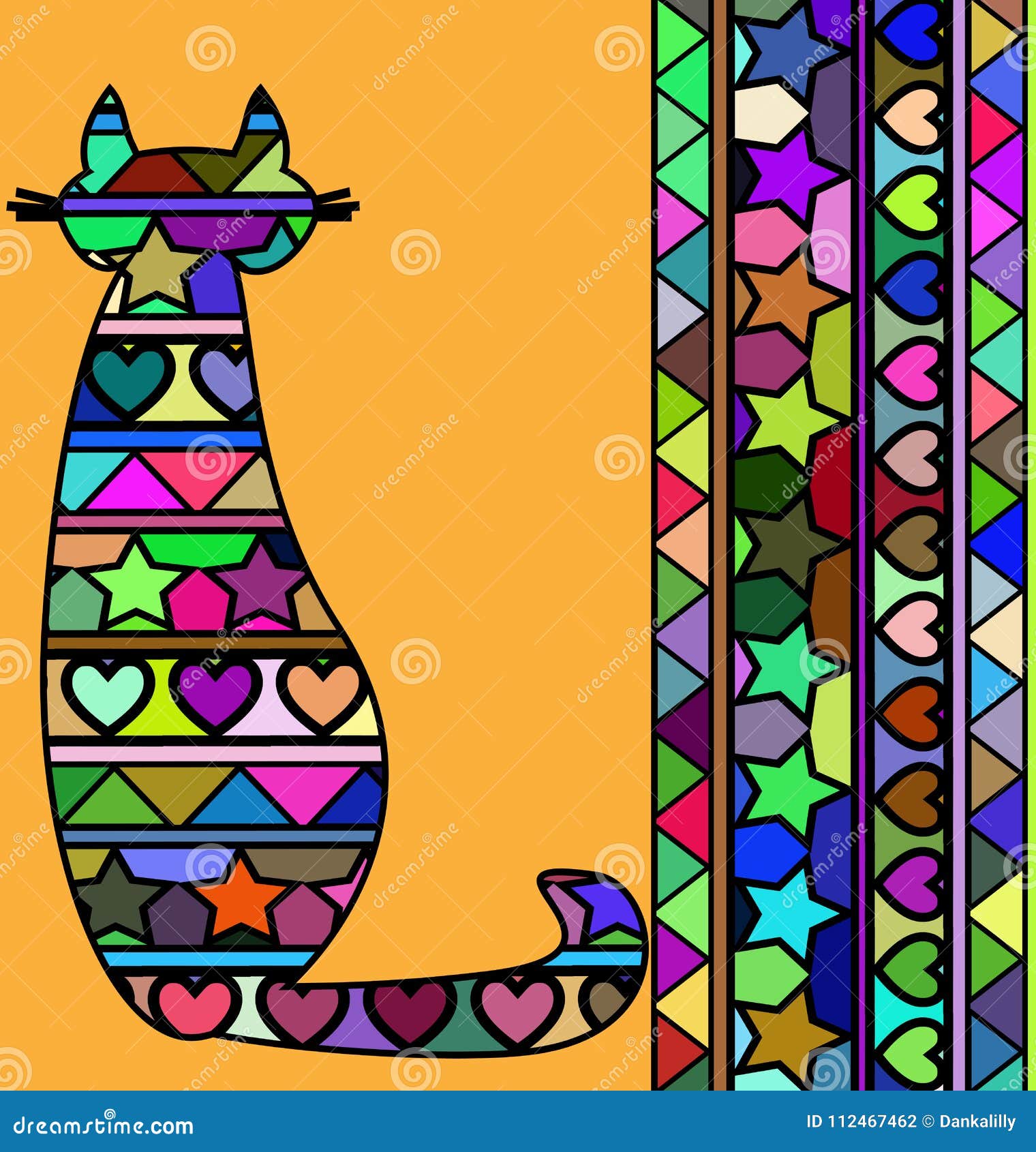 Abstract colored cat stock vector. Illustration of figure - 112467462