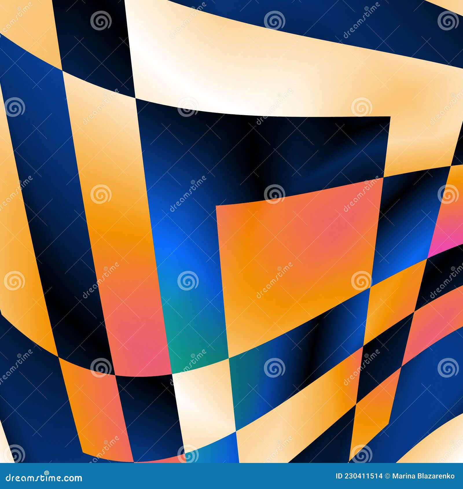 Abstract Colored Background of Rectangles with Curvature .3d Stock ...