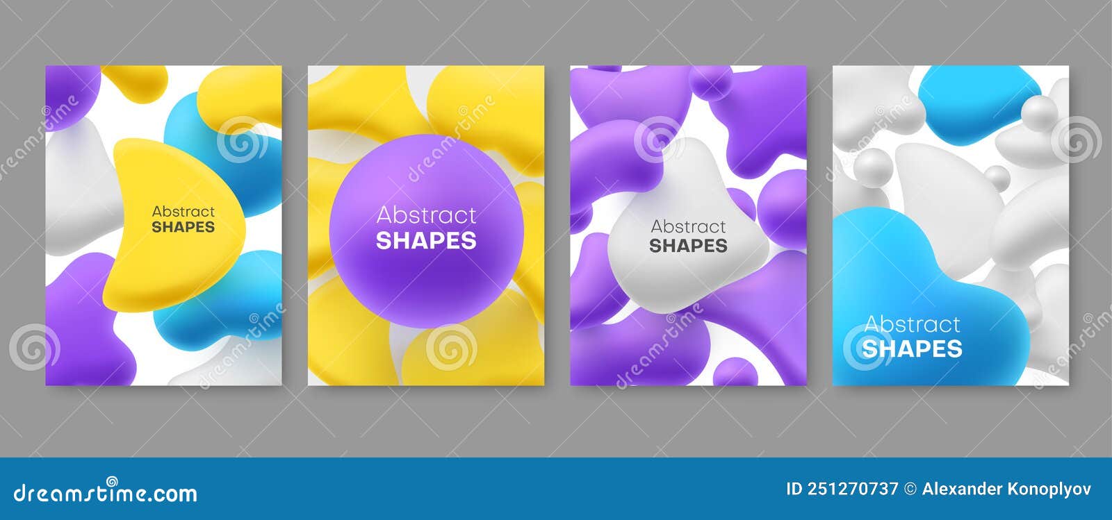 Abstract Colored Bubbles Liquid Stain Different Shape Poster Set ...