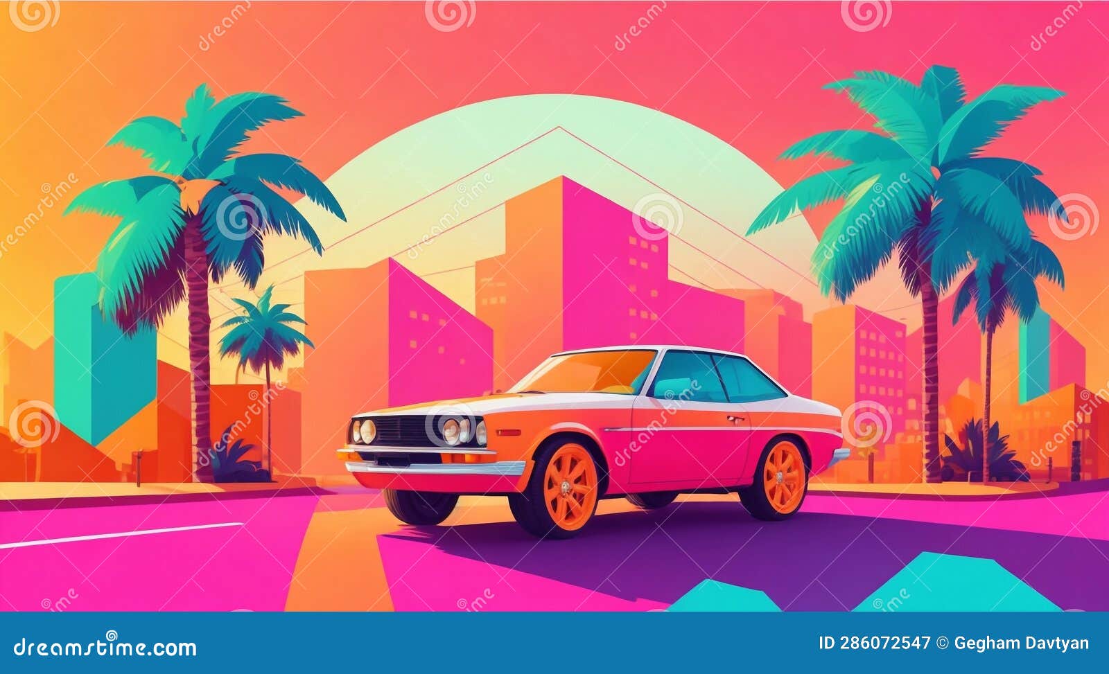 Abstract Colored Car In The City Abstract Car Art On Colorful Abstract Background Stock