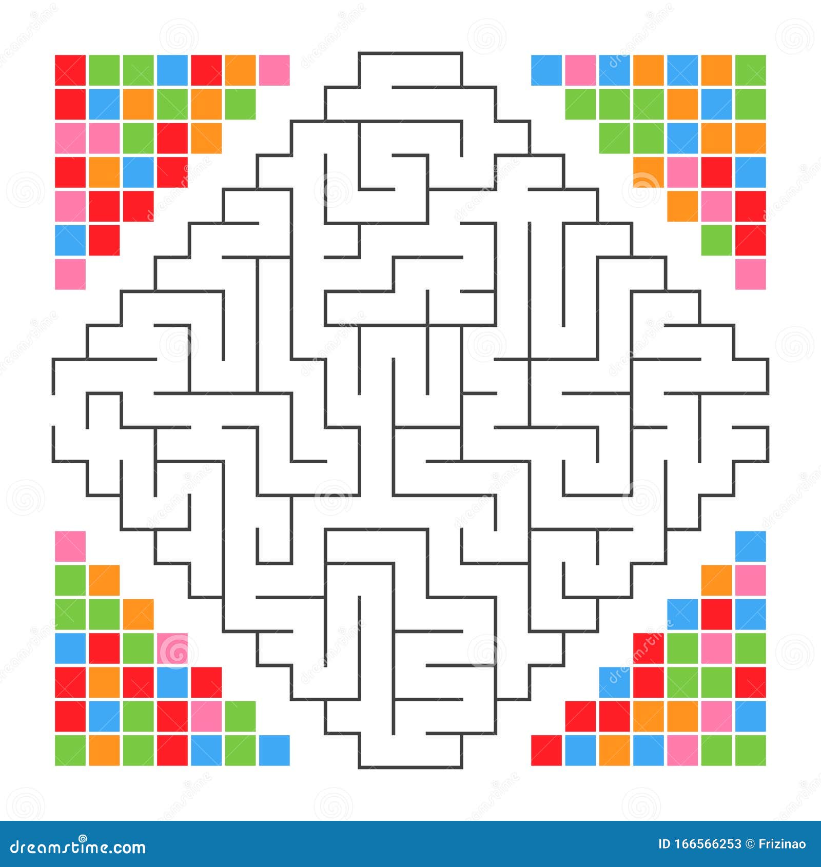 Abstract Colored Complex Isolated Labyrinth. Black Color on a White ...