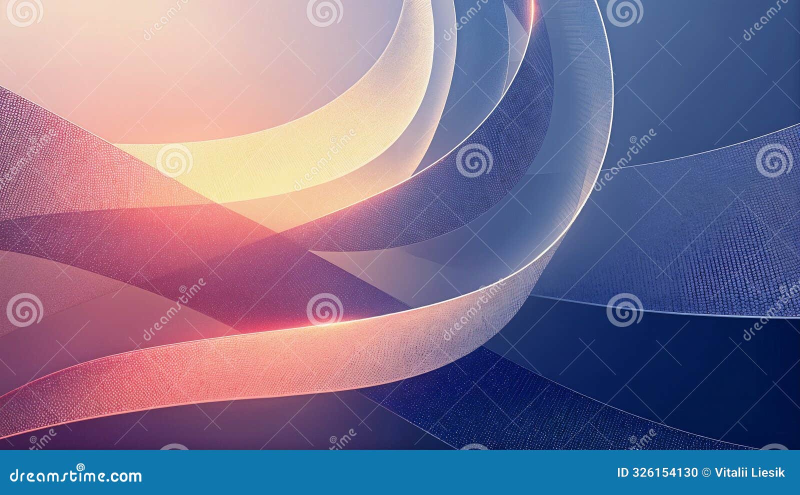 Abstract Colored Curved Ribbons on a Dark Blue Background with Light ...