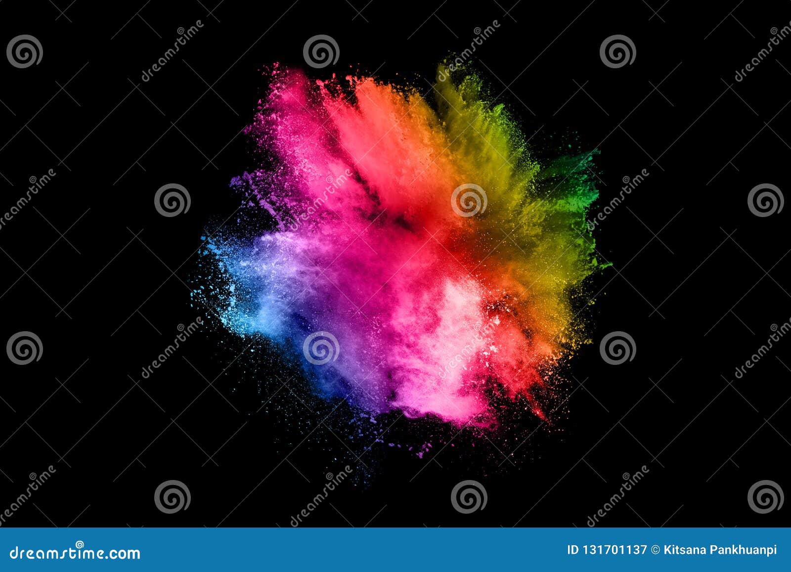 Abstract Colored Dust Explosion on a Black Background. Stock Image ...