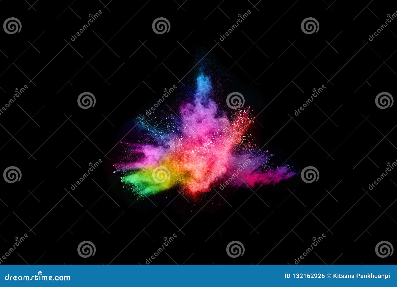 Abstract Colored Dust Explosion on a Black Background. Stock Photo ...