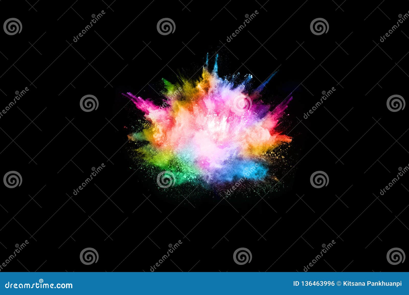 Abstract Colored Dust Explosion On A Black Background. Stock Photo ...
