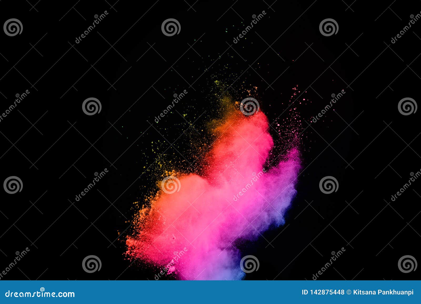 Abstract Colored Dust Explosion on a Black Background. Stock Photo ...