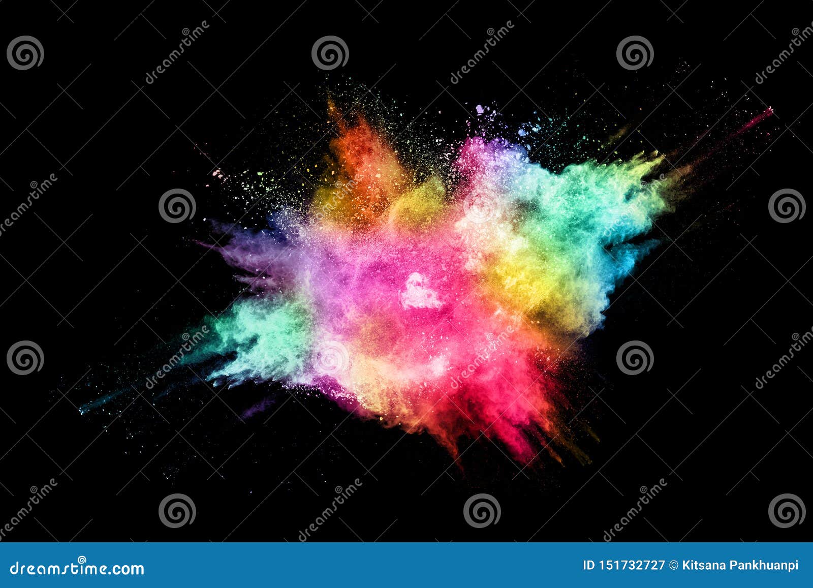 Abstract Colored Dust Explosion on a Black Background. Stock Image ...