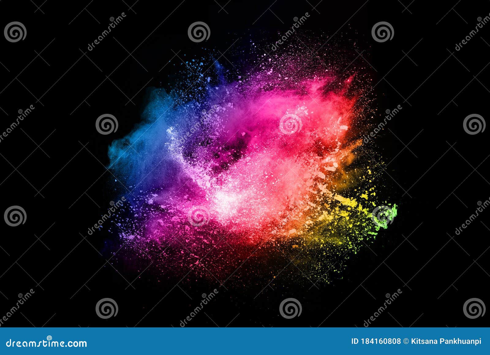Colorful Powder Explosion on Black Background. Stock Photo - Image of ...