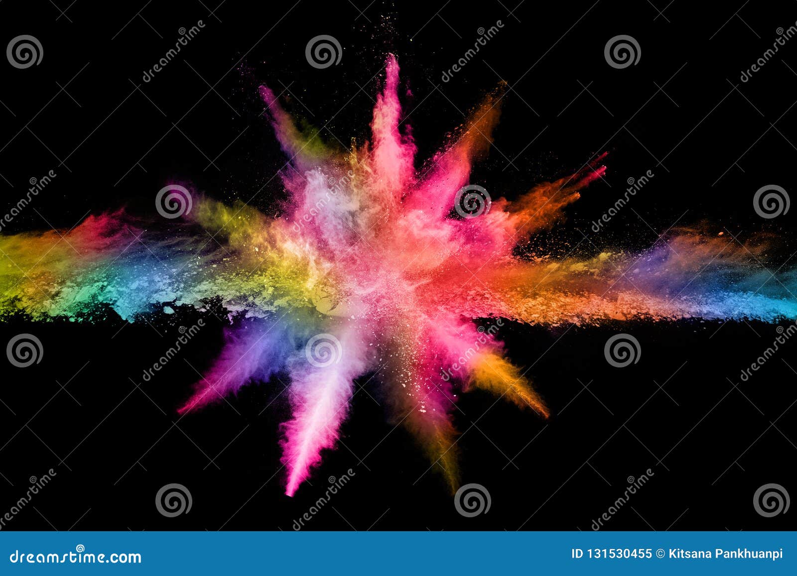Multicolor Powder Explosion on Black Background. Stock Image - Image of ...