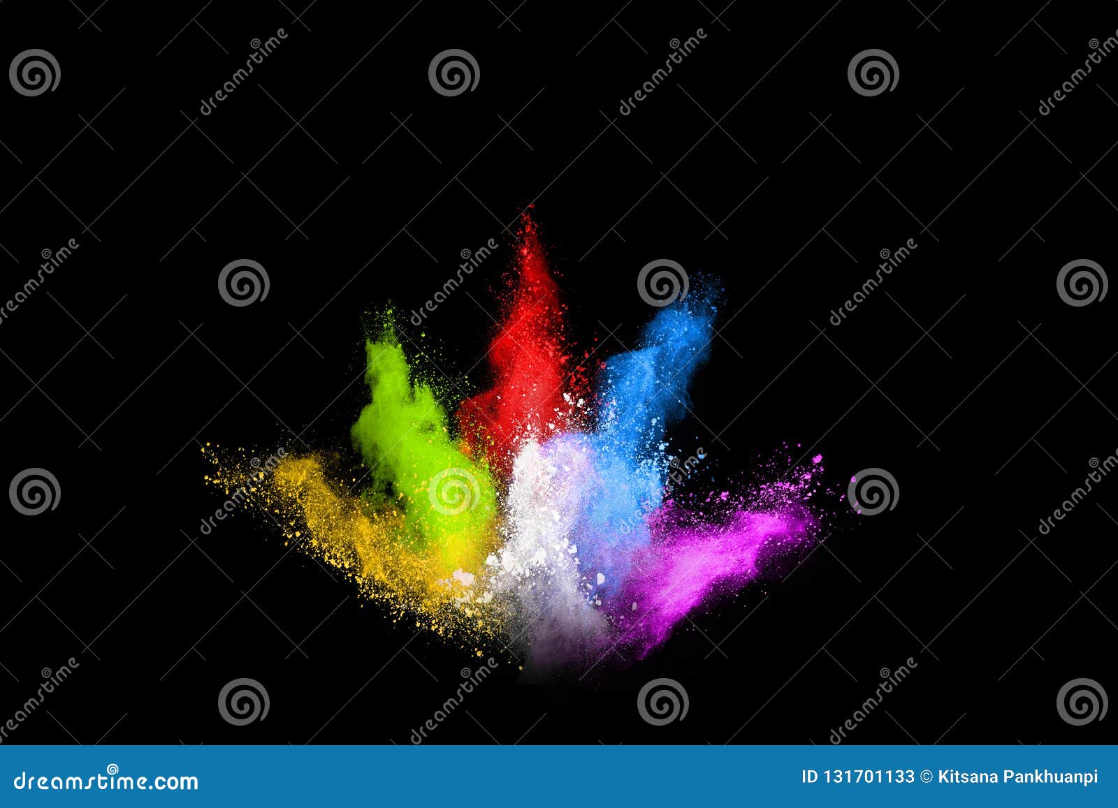 Abstract Colored Dust Explosion on a Black Background. Stock Image ...