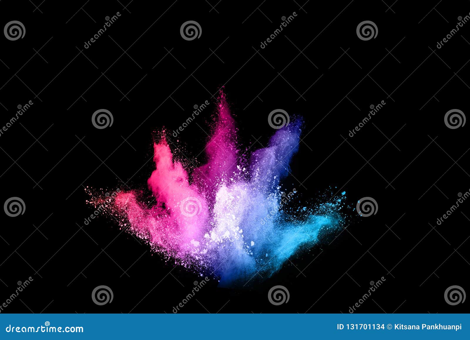 Abstract Colored Dust Explosion on a Black Background. Stock Photo ...