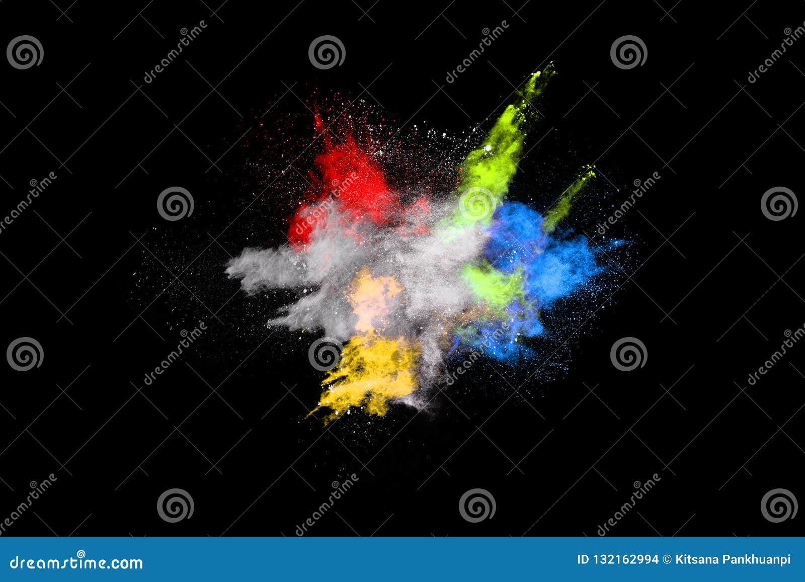Abstract Colored Dust Explosion on a Black Background. Stock Photo ...