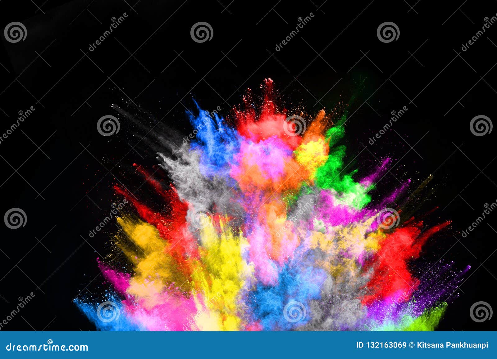 Abstract Colored Dust Explosion on a Black Background. Stock Image ...